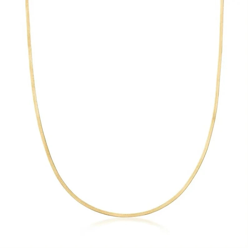 18K GOLD HERRINGBONE NECKLACE - HANDMADE IN ITALY – Gea Jewelry