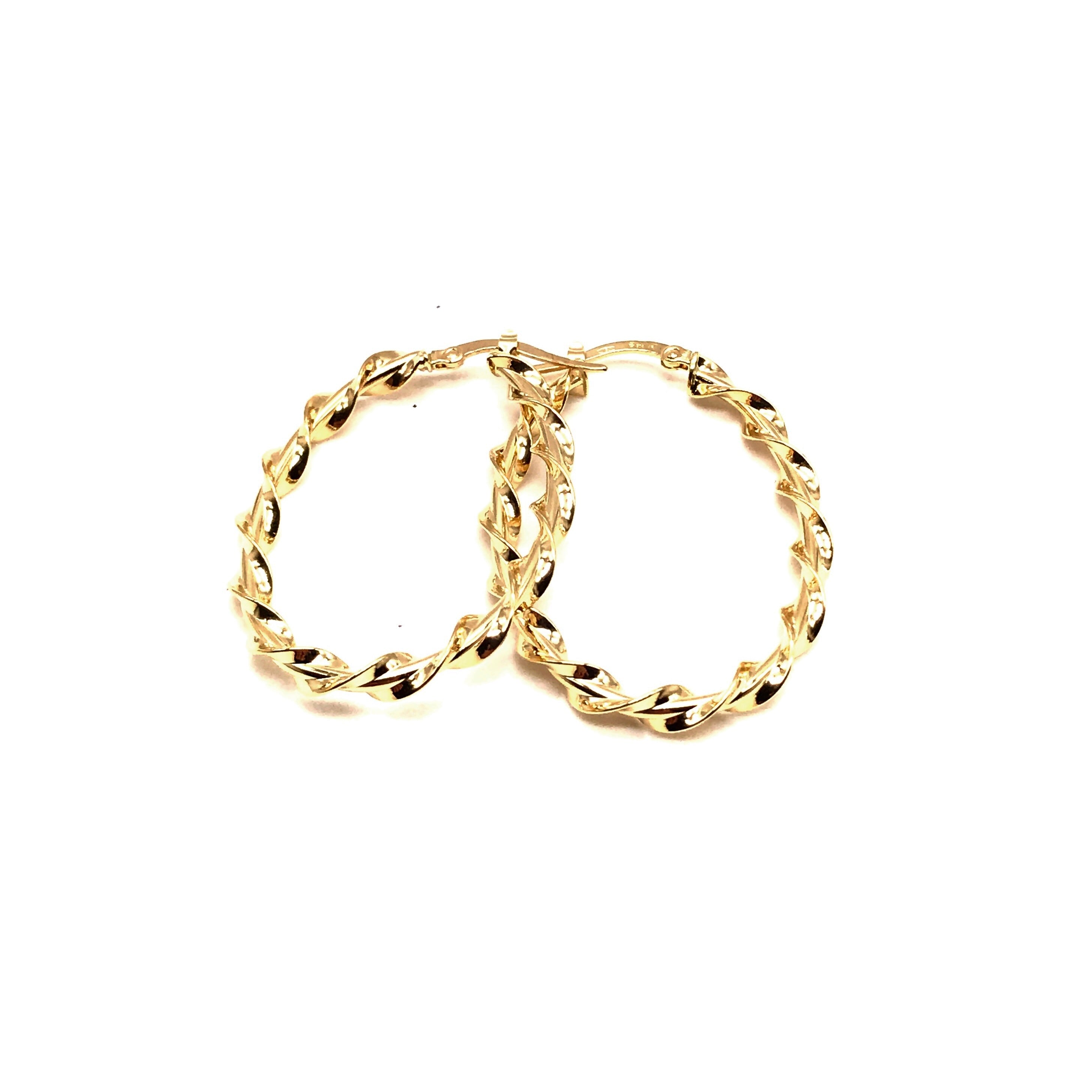18K GOLD TWISTED HOOP EARRINGS - HANDMADE IN ITALY – Gea Jewelry